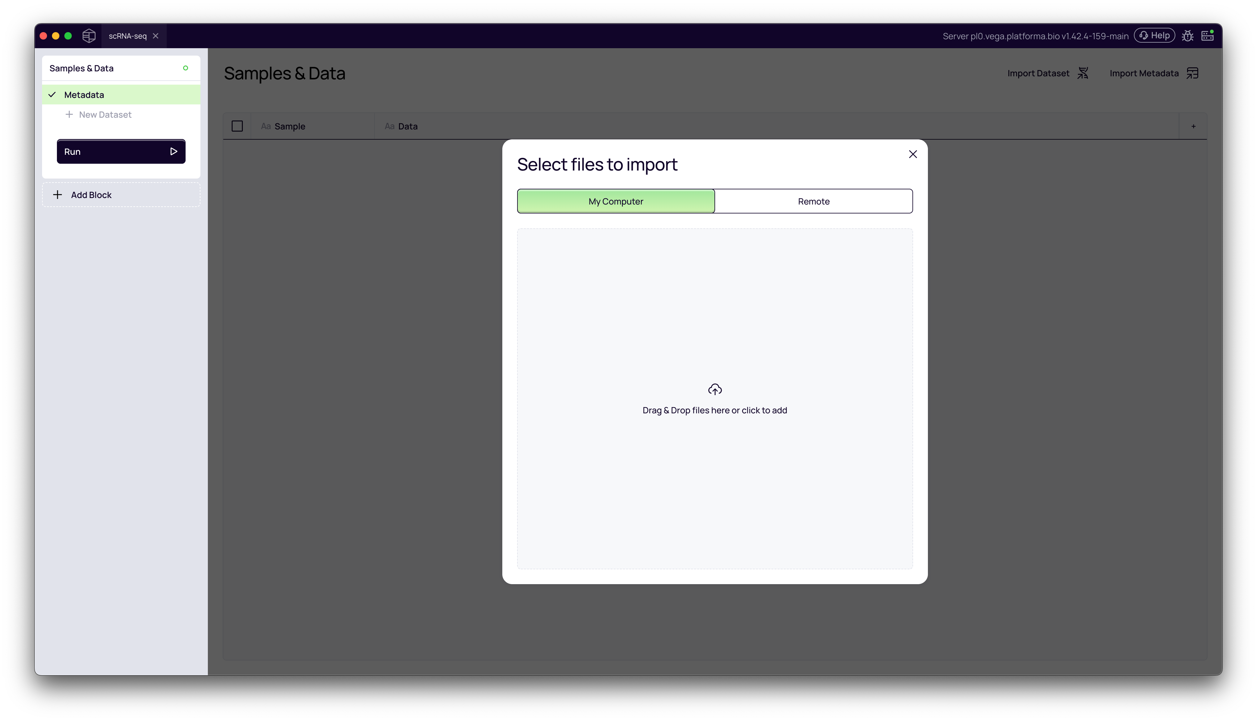 Project Setup: Importing Samples & Metadata | Platforma docs