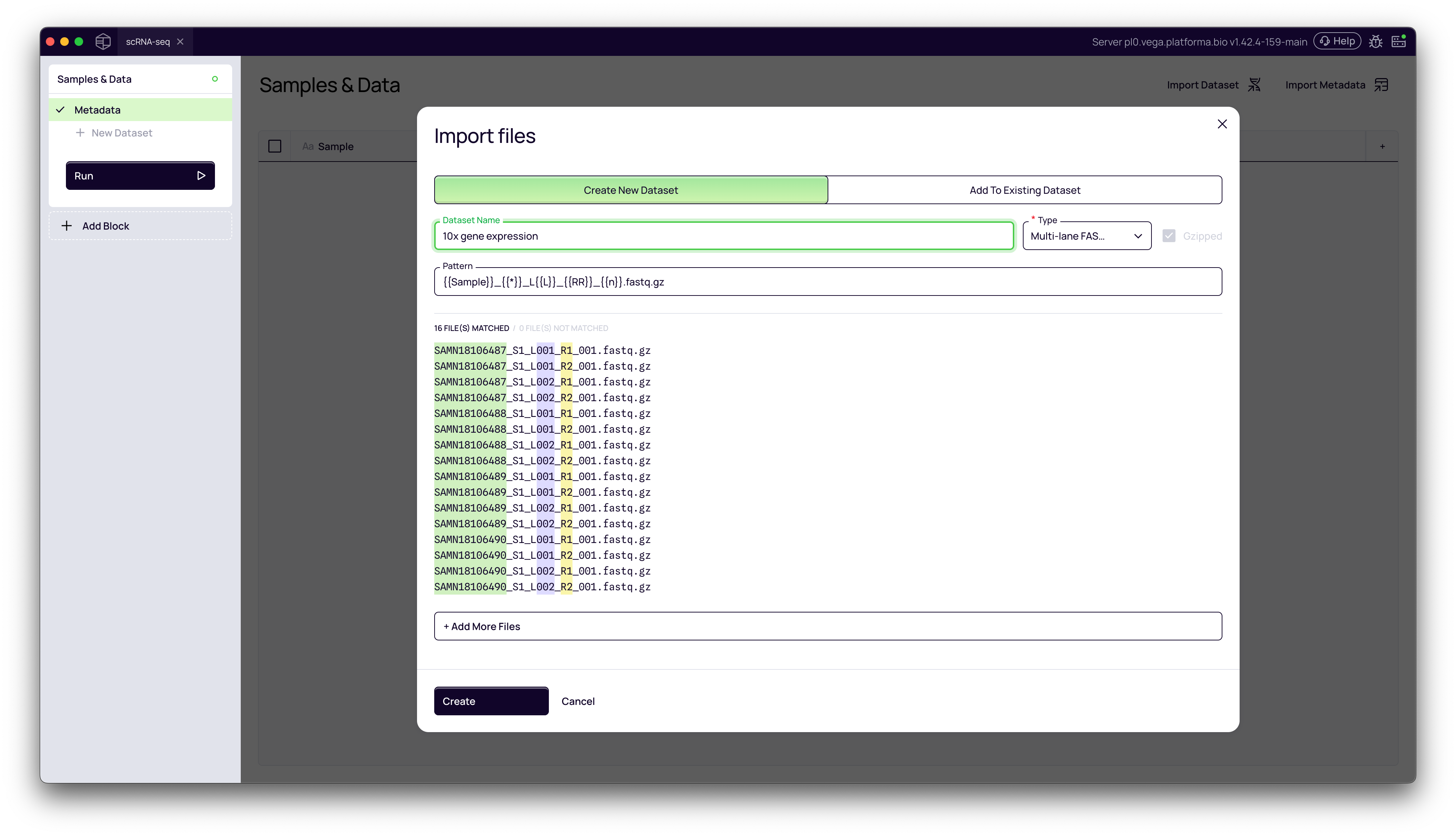 Import raw FASTQ files and metadata | Platforma docs