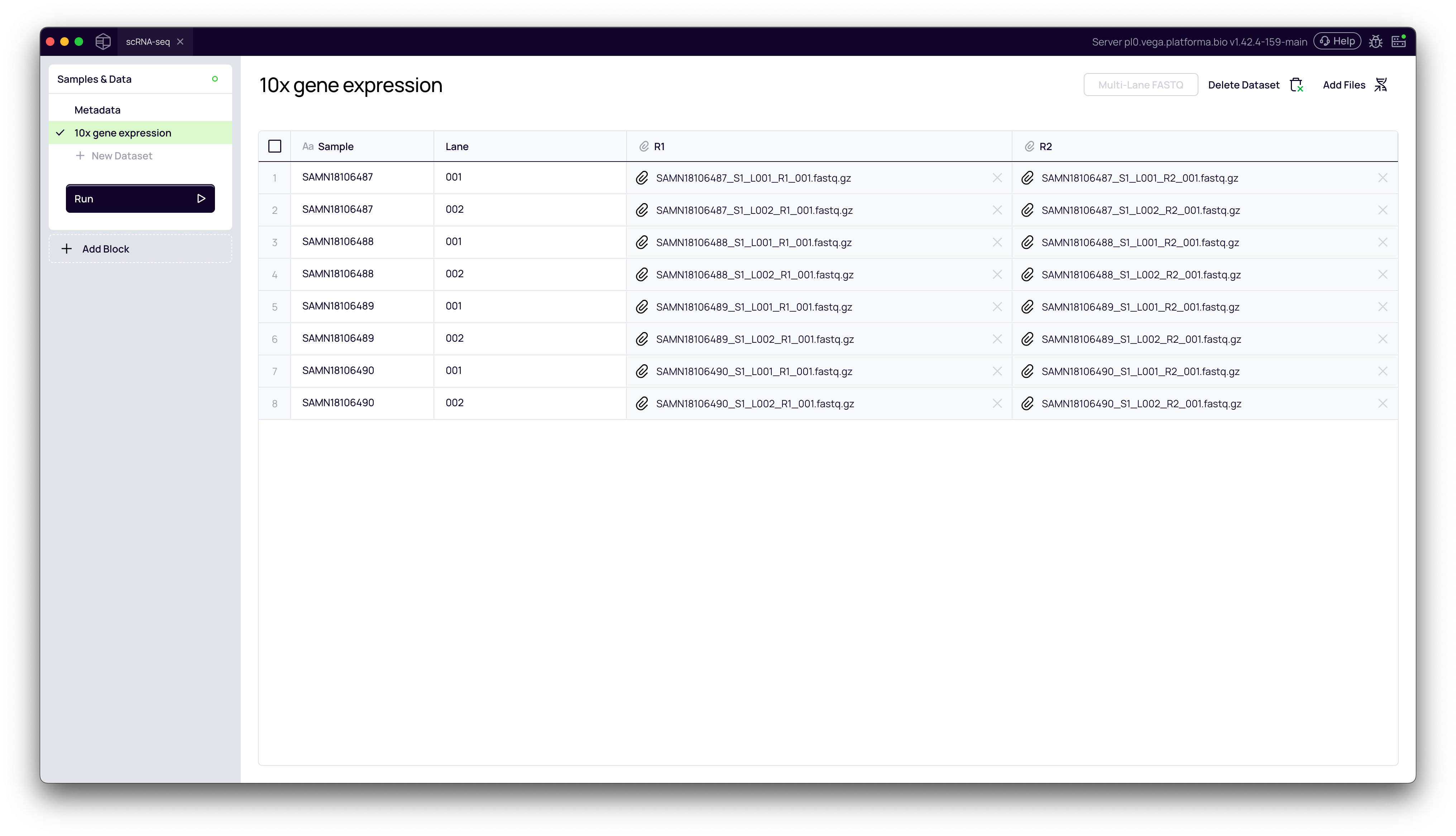 Import raw FASTQ files and metadata | Platforma docs