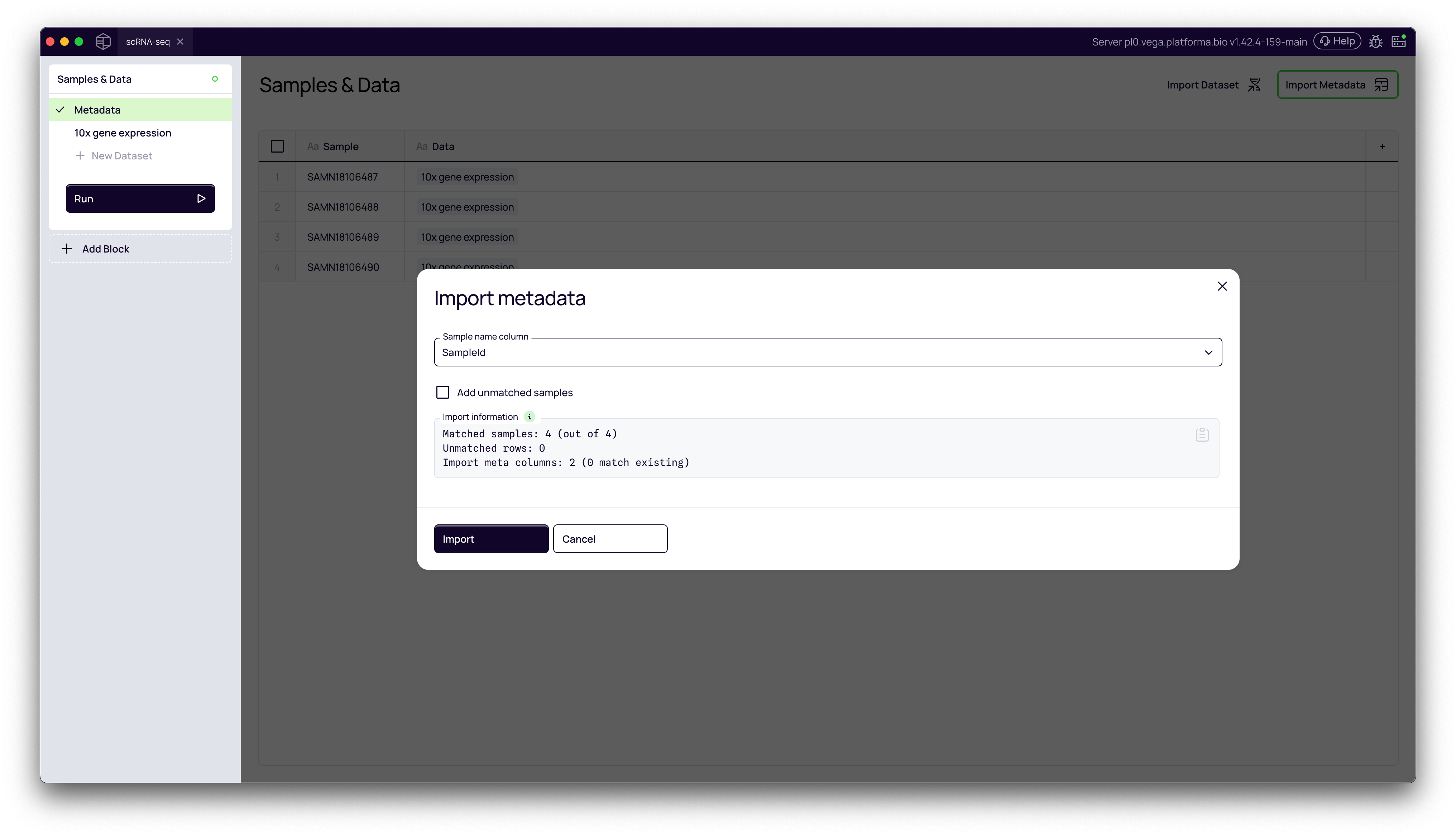 Project Setup: Importing Samples & Metadata | Platforma docs