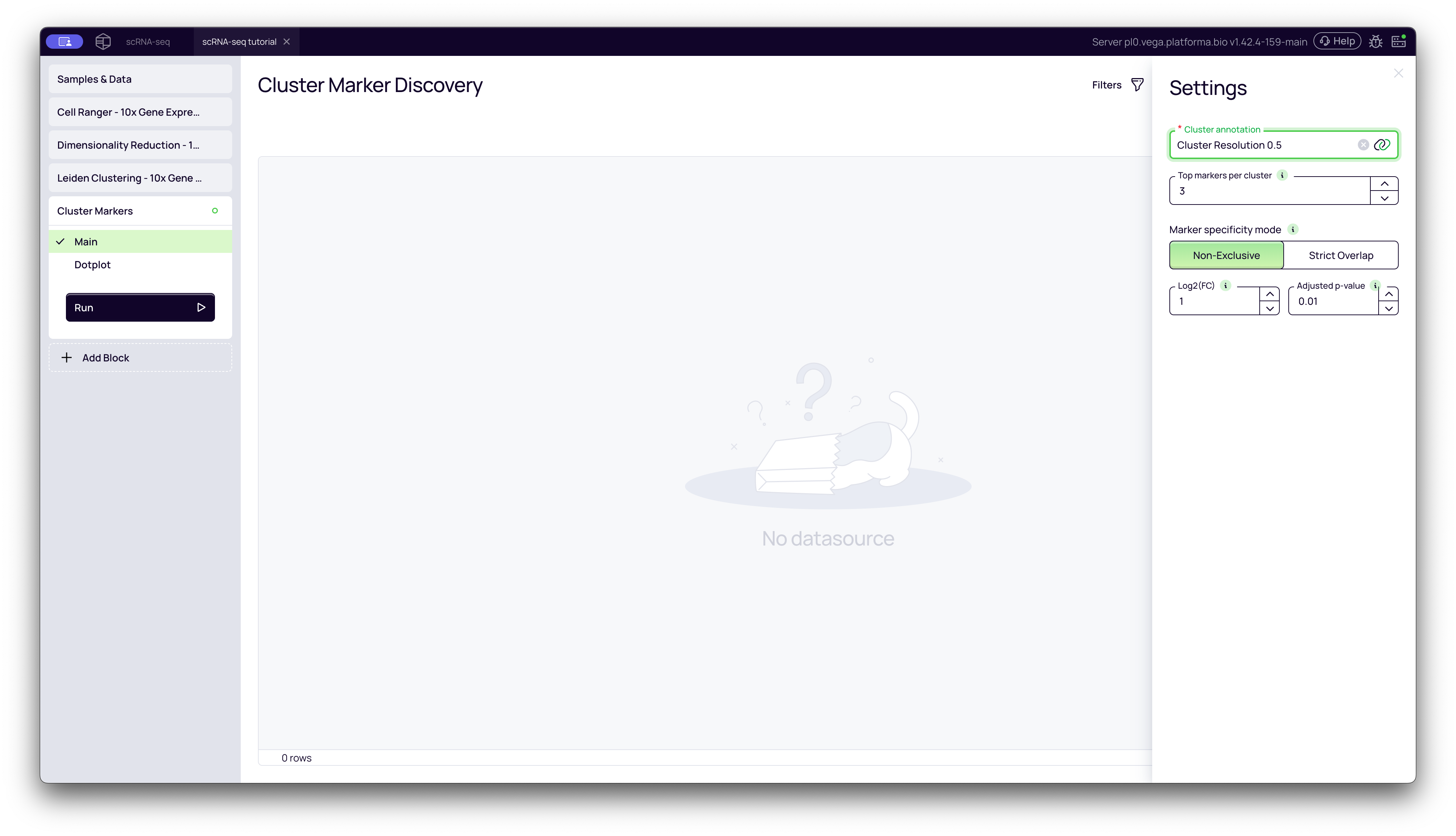 Cluster Markers (DEGs) | Platforma docs